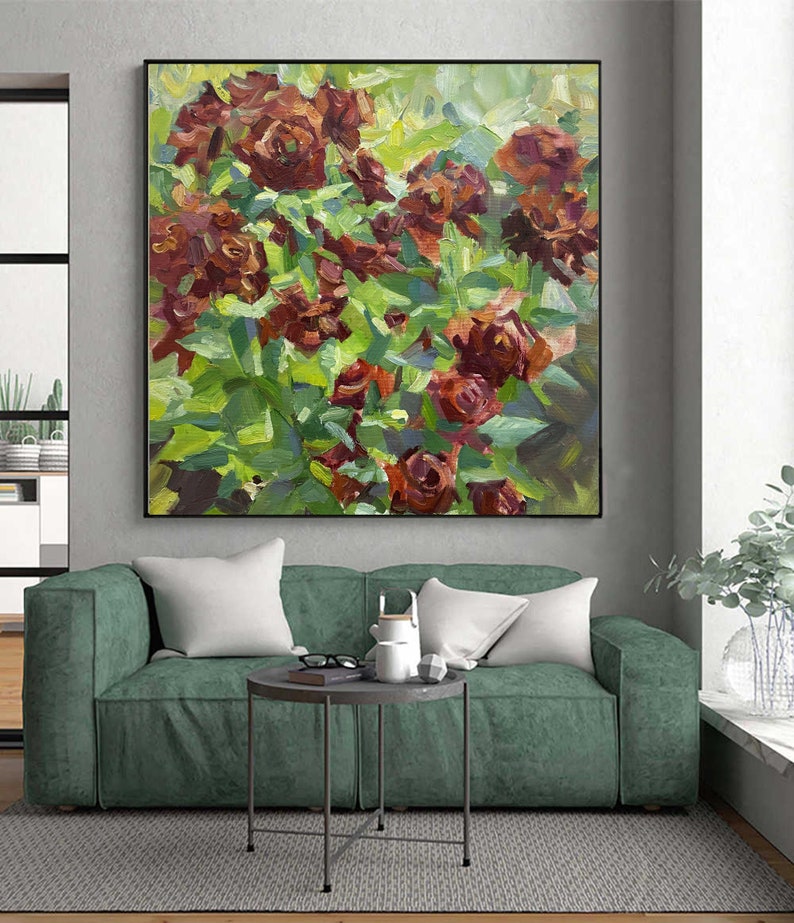 Red Rose Wall Art on Canvasoil Painting Flowersextra Large - Etsy