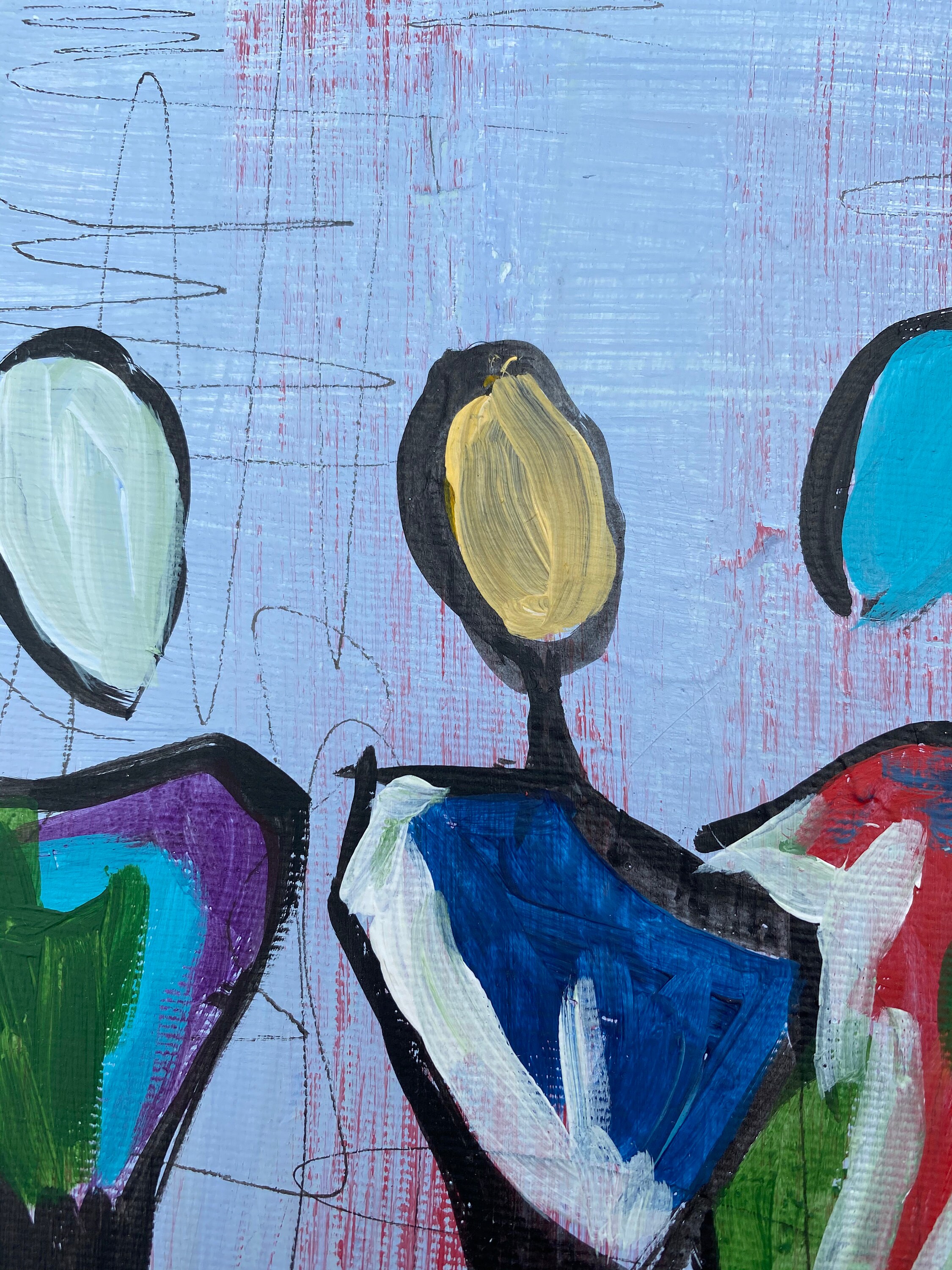 Abstract Figurative Painting Colorful Wall Art Canvas Figure - Etsy