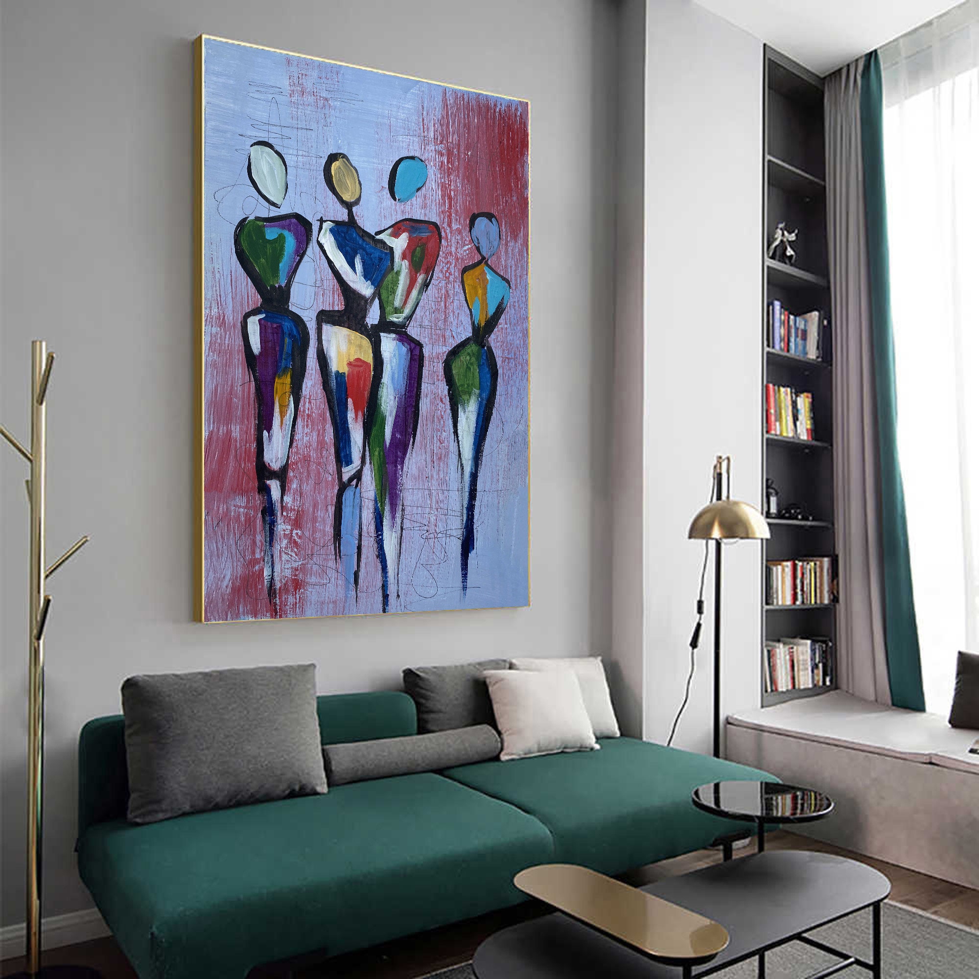 Abstract Figurative Painting Colorful Wall Art Canvas Figure - Etsy