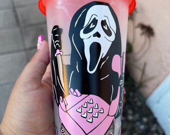 Spooky Ghostface Scream Halloween Coffee Cup Glass Cup - Etsy