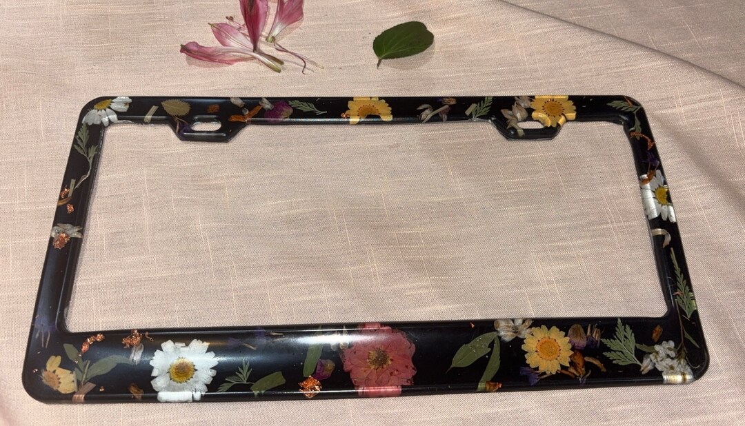 Floral License Plate Frame. Flower License Plate, Custom License Plate ...