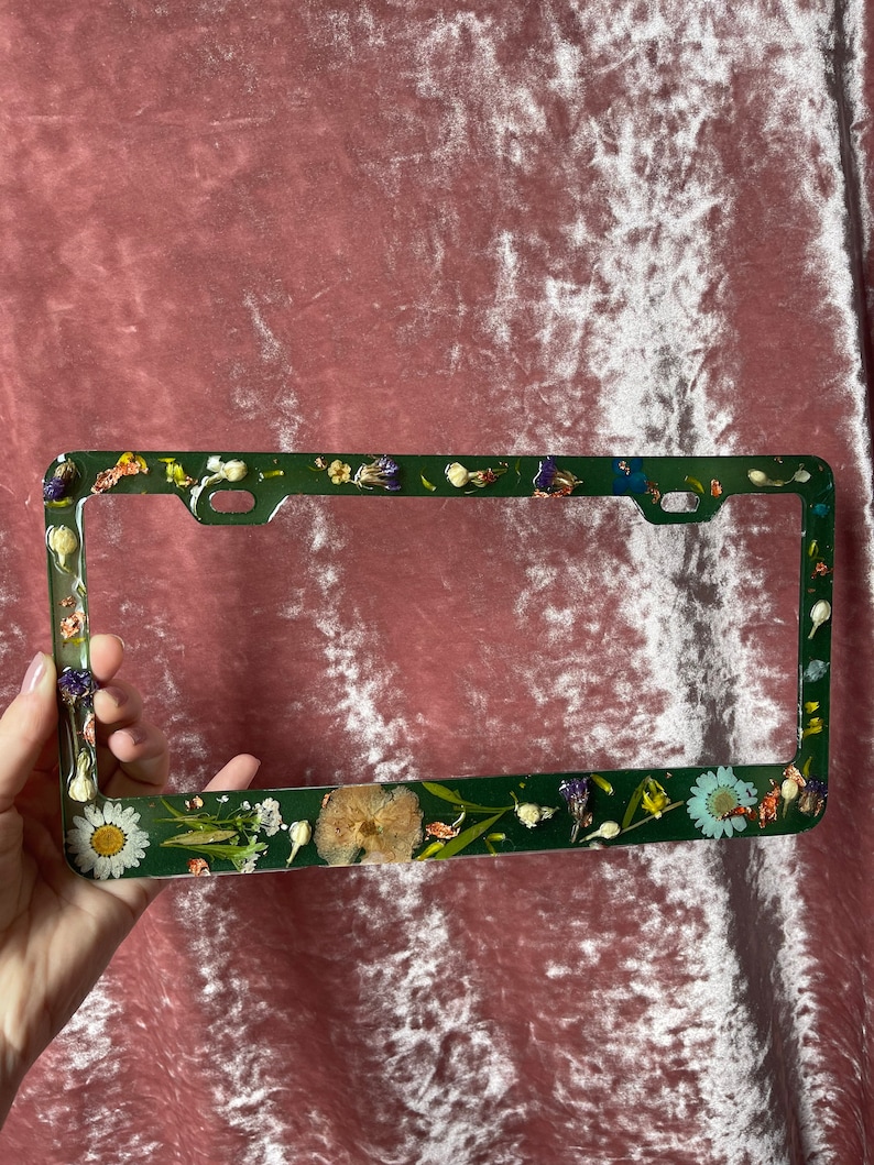 Floral License Plate Frame. Flower License Plate, Custom License Plate ...