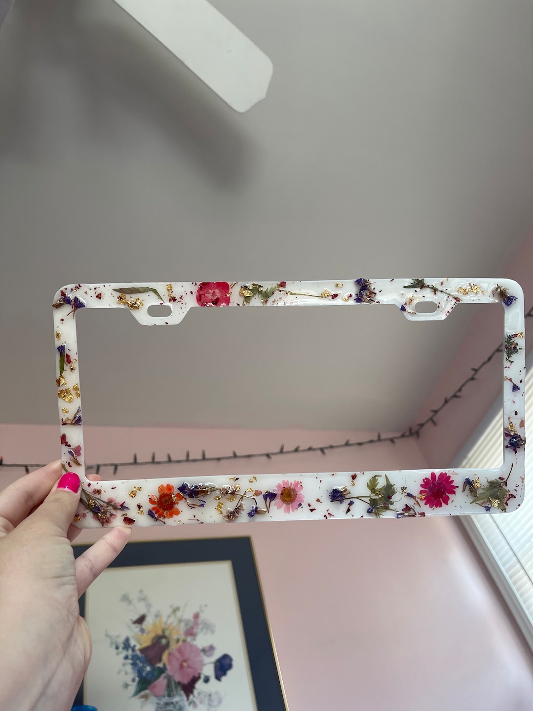Floral License Plate Frame. Flower License Plate, Custom License Plate ...
