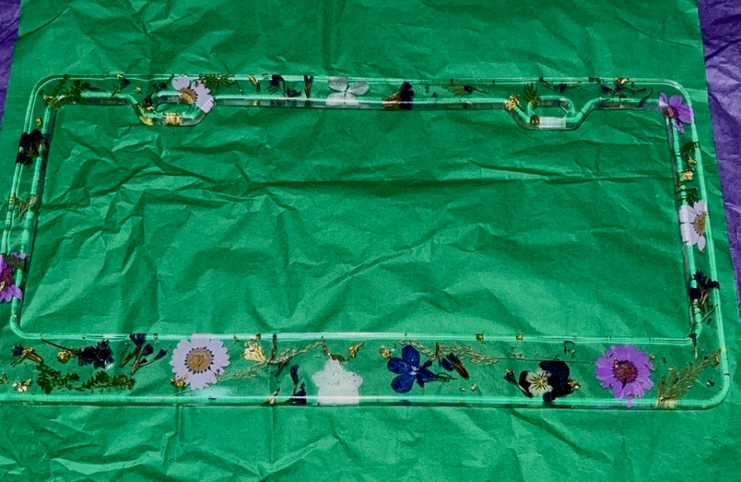 Purple Flowers Floral License Plate Frame. Flower License Plate, Custom ...