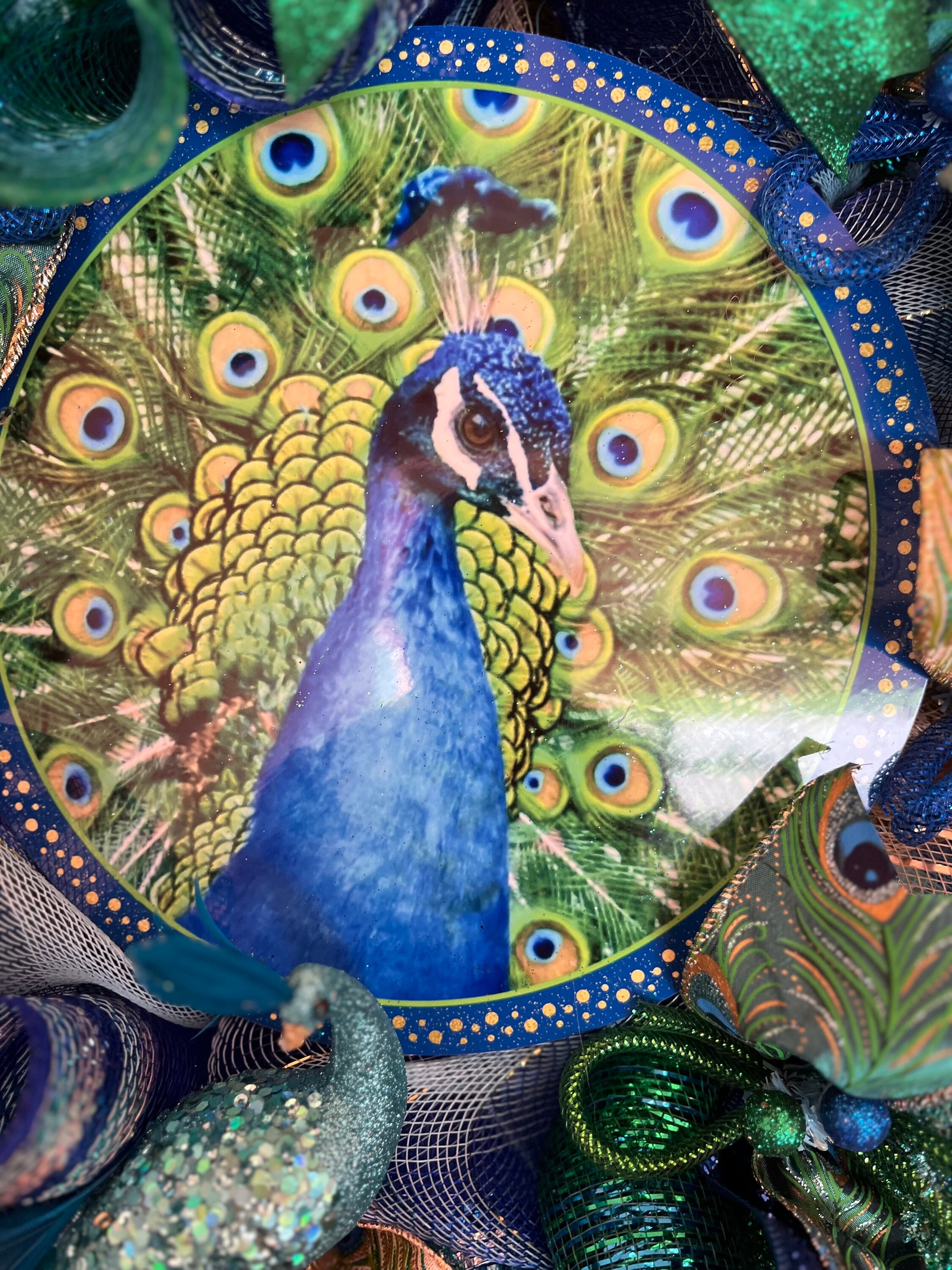 Peacock, Purple, Teal, Gold Metal Sign Wreath With Peacock Pick #8 - Etsy