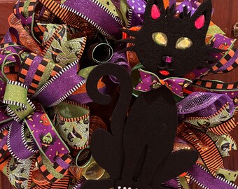 Fall Halloween Cat Wreath - Etsy