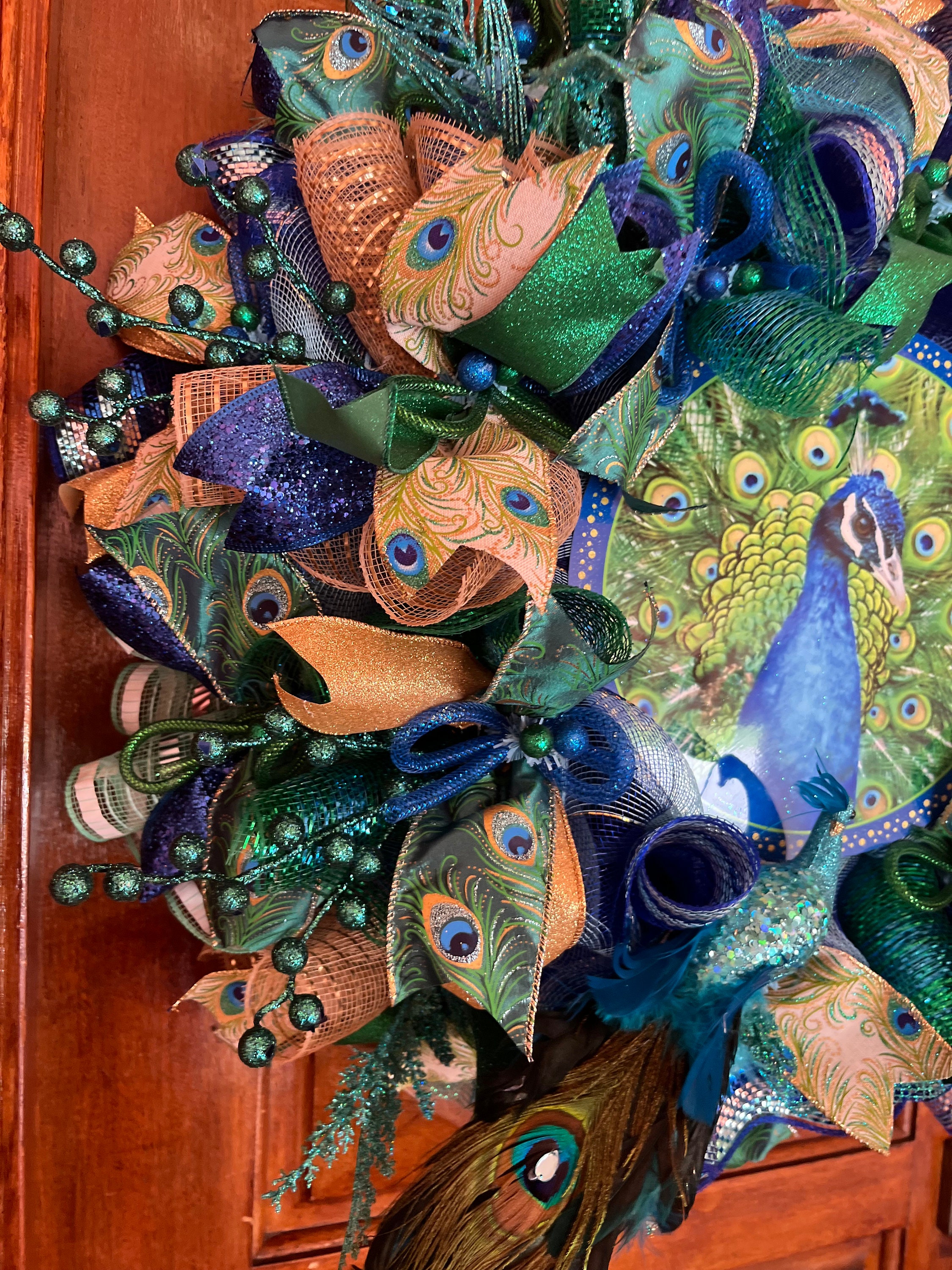 Peacock, Purple, Teal, Gold Metal Sign Wreath With Peacock Pick #8 - Etsy