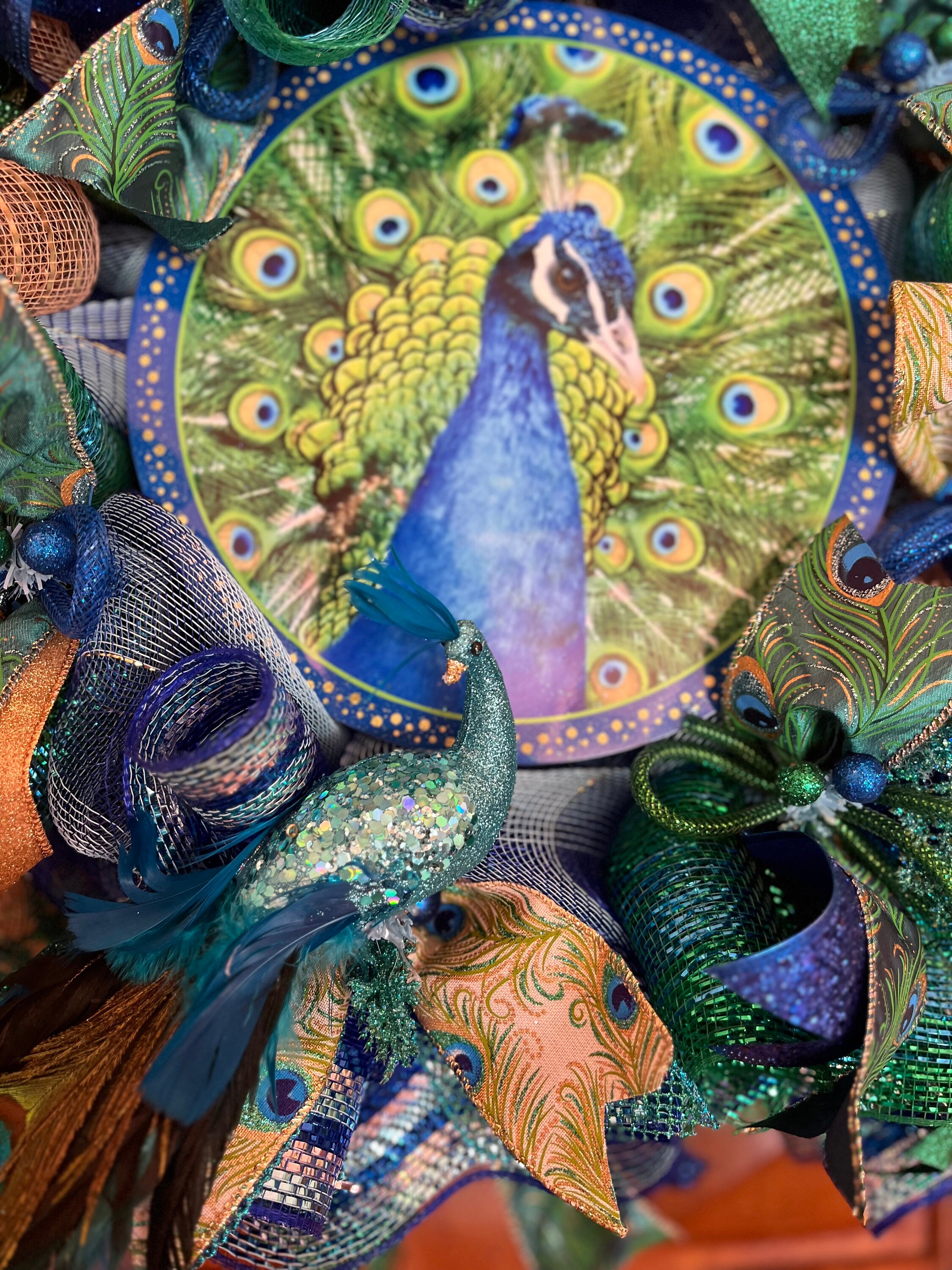 Peacock, Purple, Teal, Gold Metal Sign Wreath With Peacock Pick #8 - Etsy