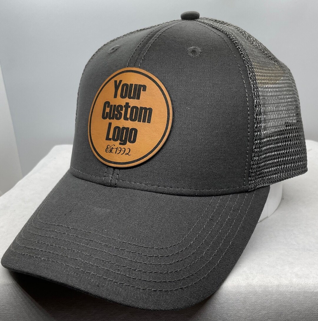 Custom ROUND Leather Patch Hat Personalized Leather Patch Hat - Etsy
