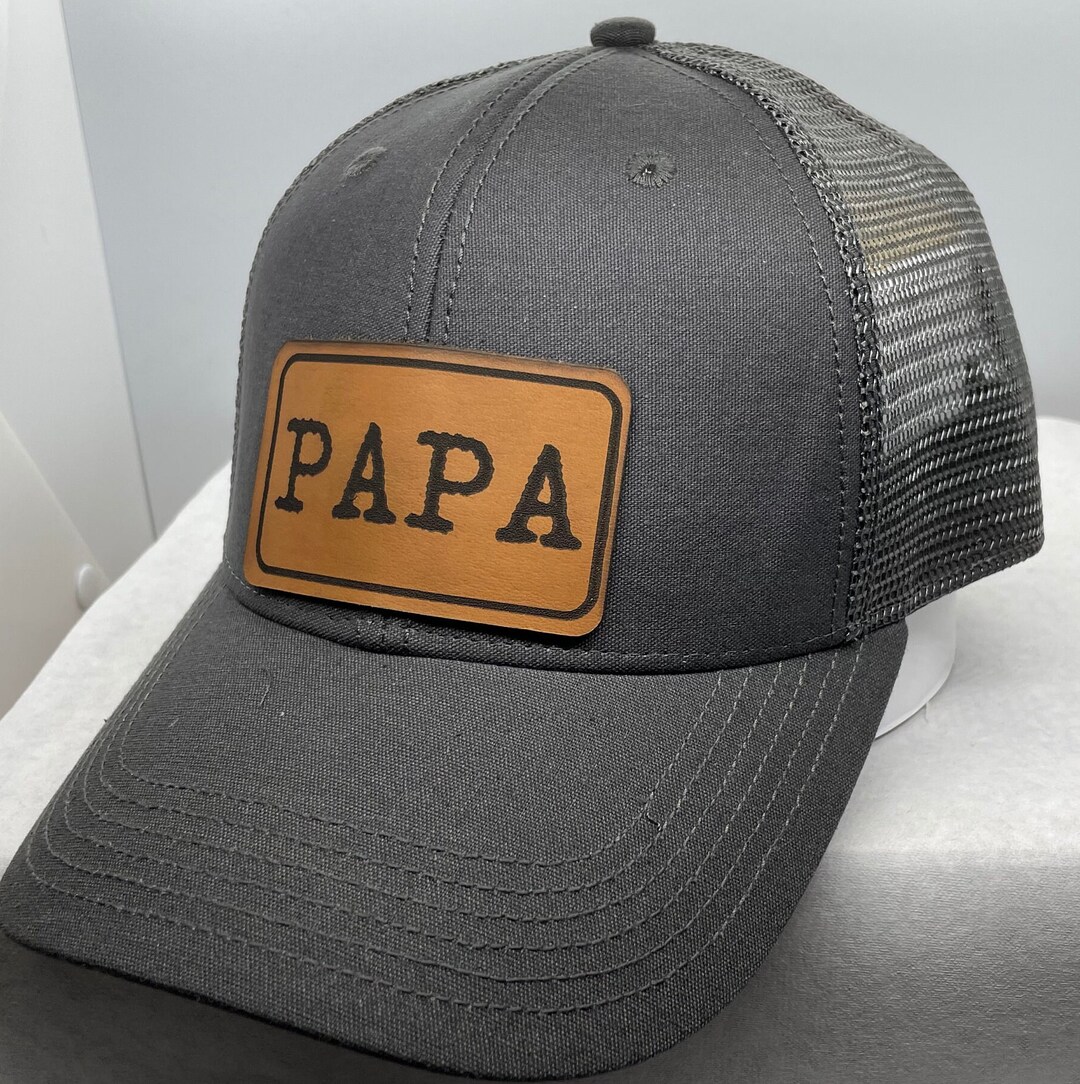 Papa Hat Charcoal Gray With Mesh Back Best Papa Leather Patch Hat - Etsy