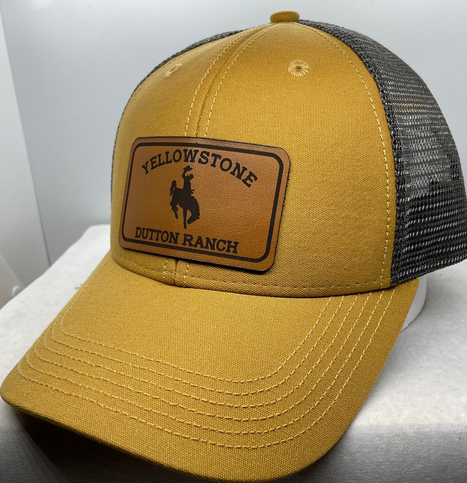 Yellowstone Dutton Ranch Cowboy Leather Patch Whiskey/gray Hat | Etsy