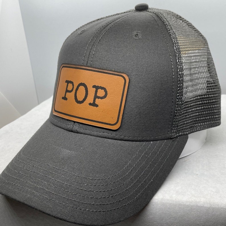 POP Leather Patch Hat Charcoal Gray With Mesh Back Best Pop - Etsy