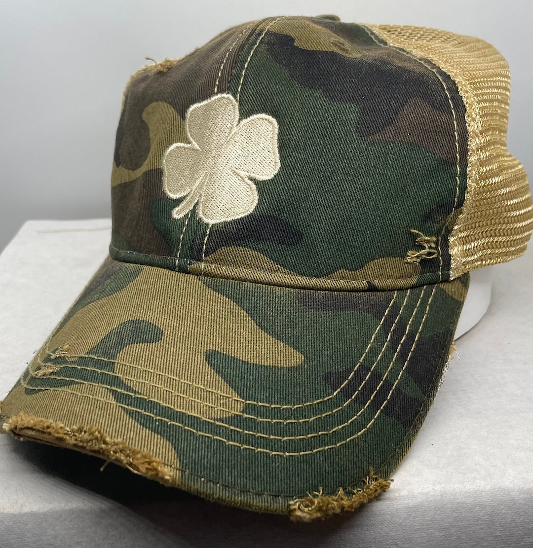 Clover Hat Lucky Clover Hat Four Leaf Clover Distressed Camo Hat - Etsy