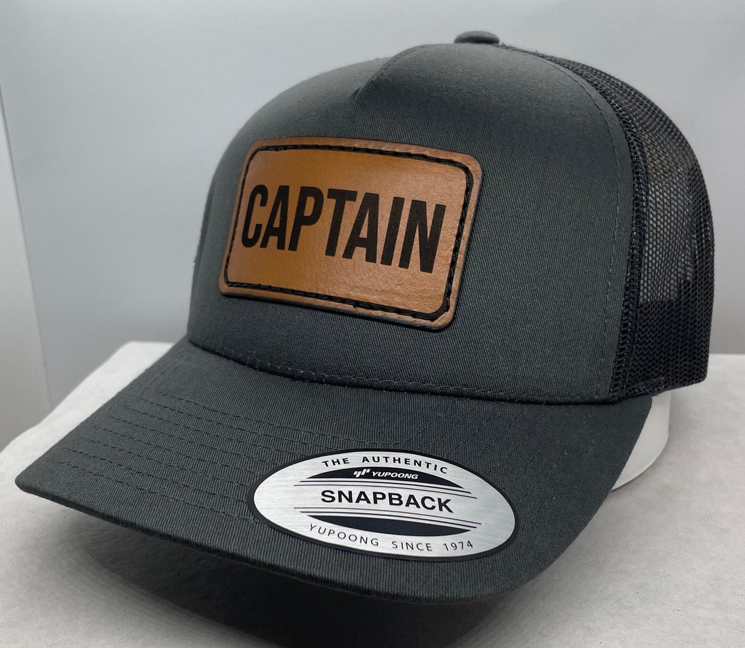 Captain Leather Patch Hat Charcoal Gray With Mesh Back Best Captain Hat ...