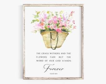 Isaiah 40:8 the Grass Withers Bible Verse Wall Art Printable - Etsy