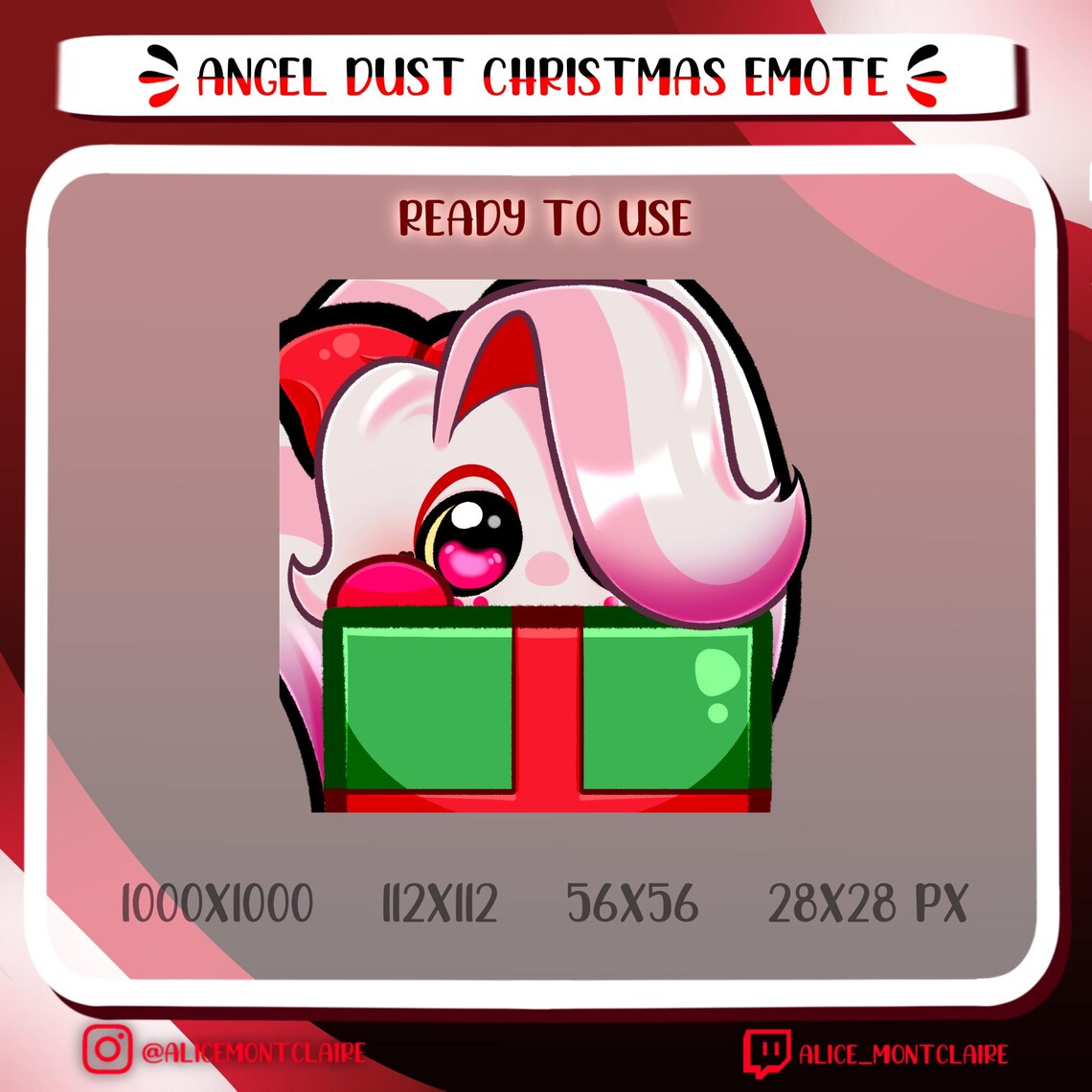Angel Dust Christmas Emote - HAZBIN HOTEL / Twitch Emotes / Kick Emotes ...
