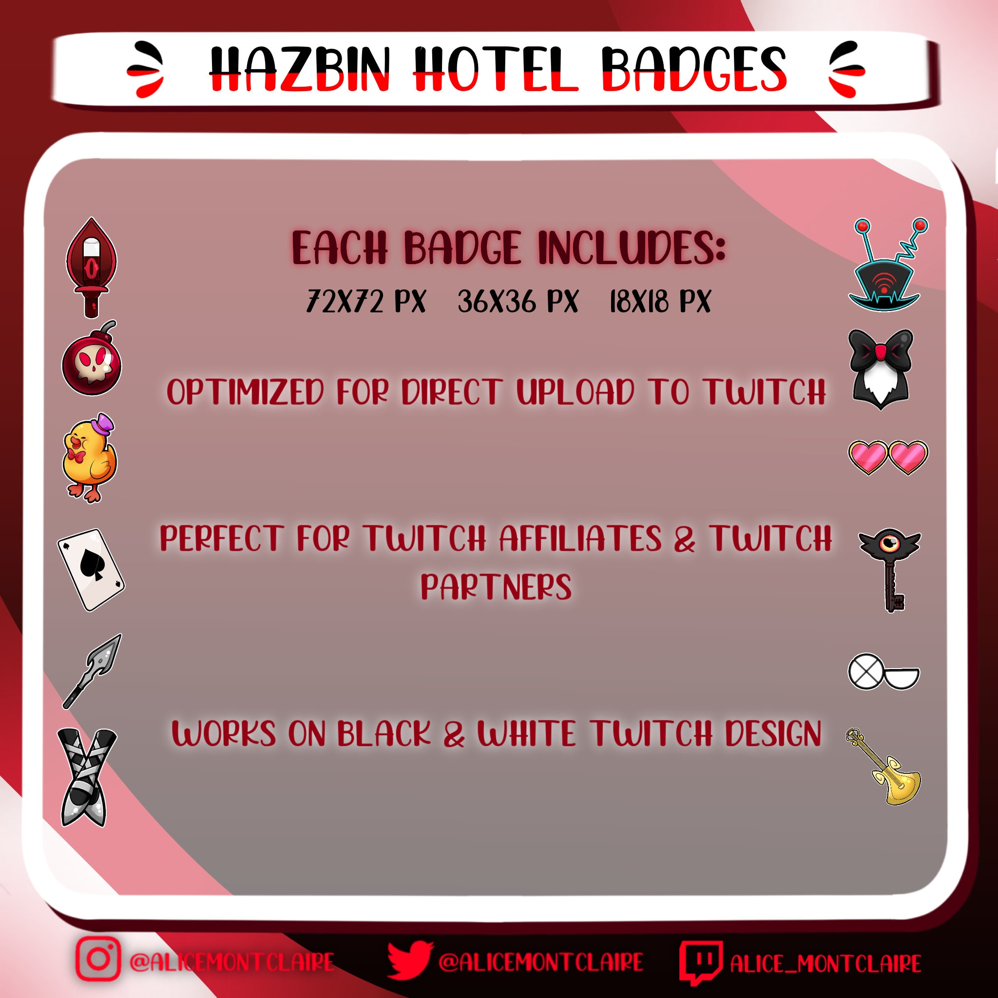 Hazbin Hotel Badges for Streaming / Emblems / Hazbin Hotel Badges for ...