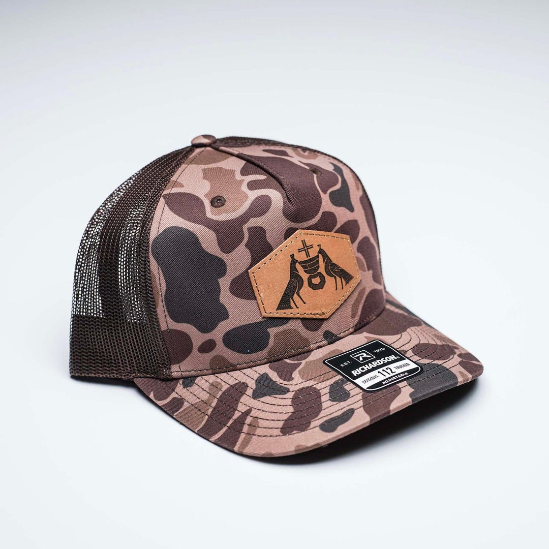 Lasered Leather Patch Trucker Hat ~ Richardson 112PFP Printed Five ...