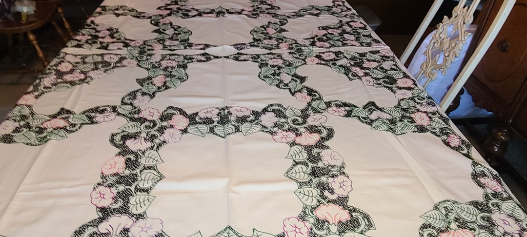 Vintage Large Embroidered Tablecloth From Israel - Etsy