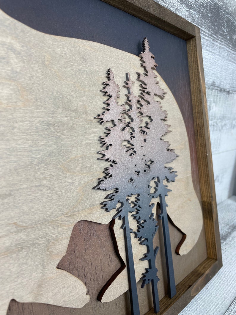 Timber Bear - Layered Nature Scene - Landscape Art - Scenery Decor ...