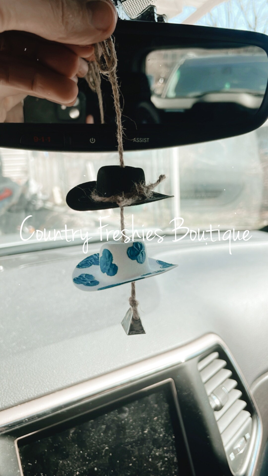 Cowboy Hat Car Charm With Cowbell / Car Charms / Rearview Mirror Decor ...