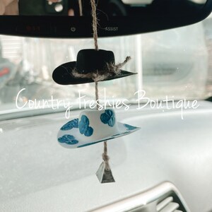 Cowboy Hat Car Charm With Cowbell / Car Charms / Rearview Mirror Decor ...