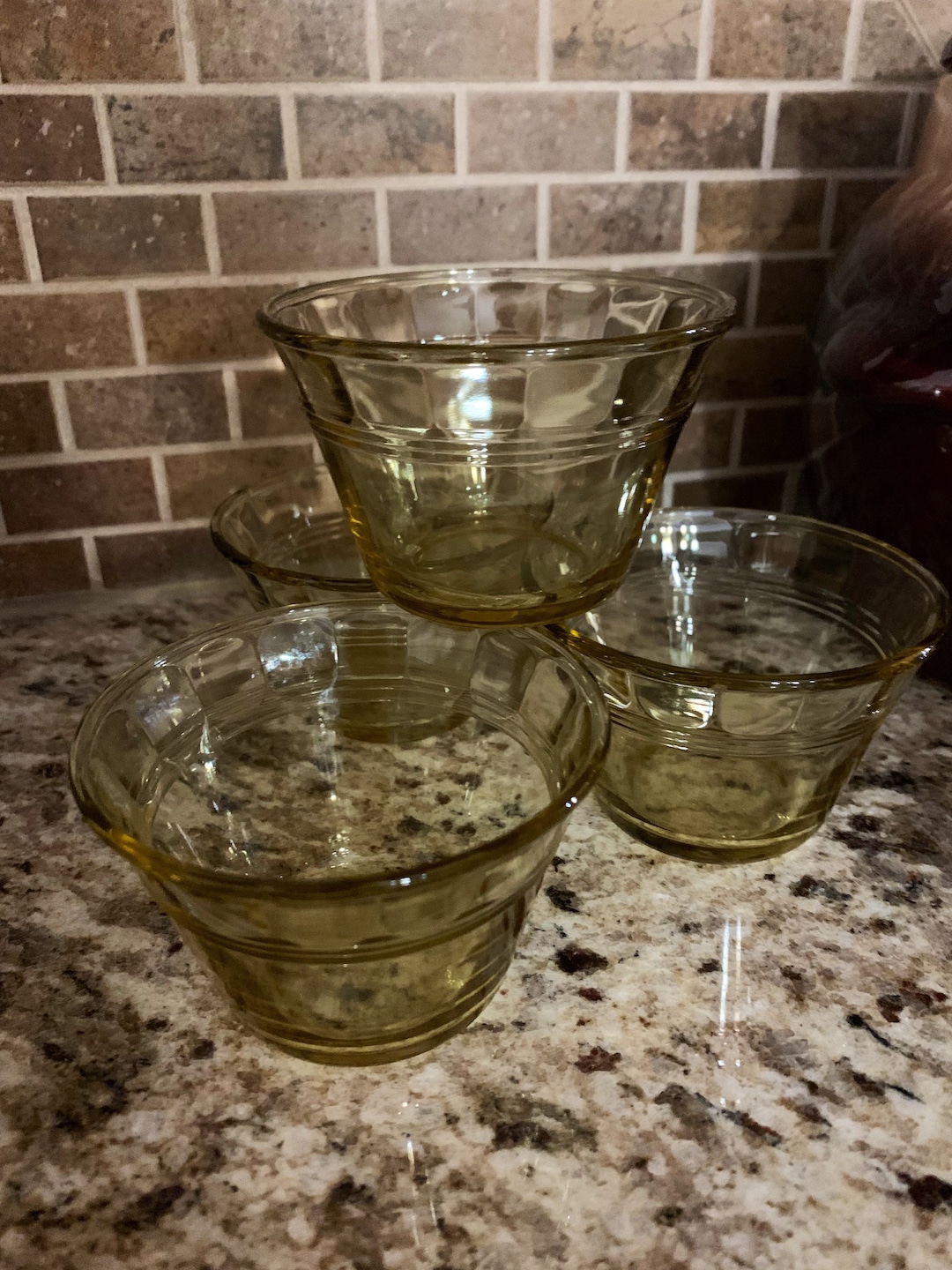 Forte Crisa Glass Ramekins, Yellow Glass Custard Cups, Forte Crisa ...