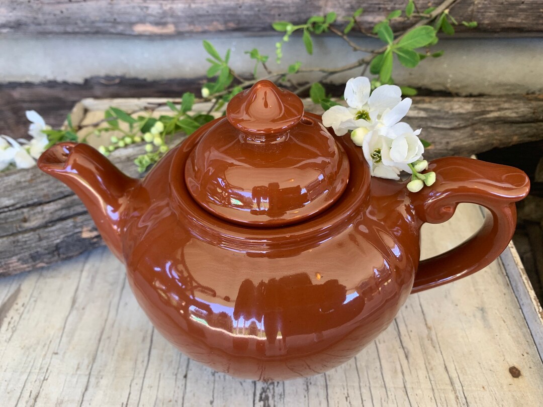 Brown Stoneware Teapot Dalton Pottery Brown Glaze Pottery Ribbed Sides ...