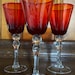 Ruby Red Blown Glass Water Goblets Christmas Stemware New Years Barware ...