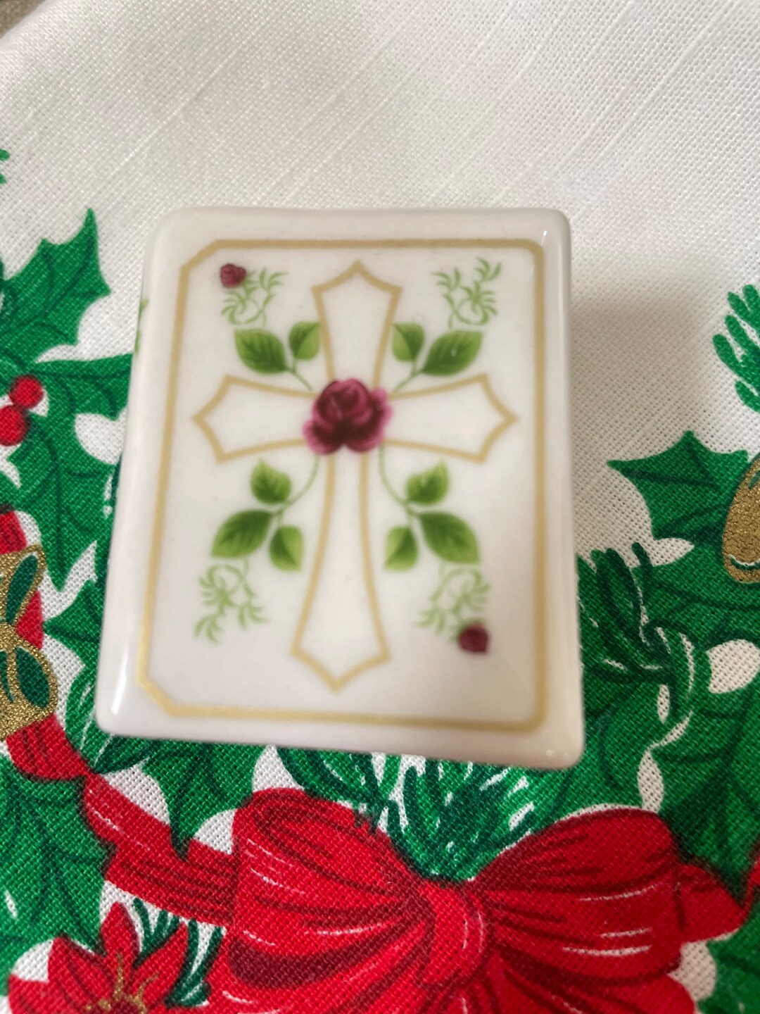 Vintage Porcelain Ring Box, Religious Keepsake Box, Prayer Box, Vintage ...