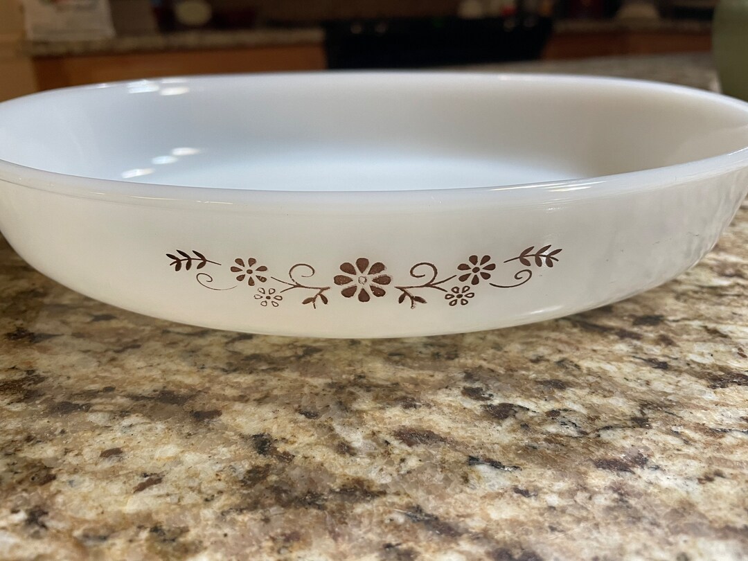 Vintage White Glass Oval Casserole Dish Dynaware Pyr-o-rey Mexican ...