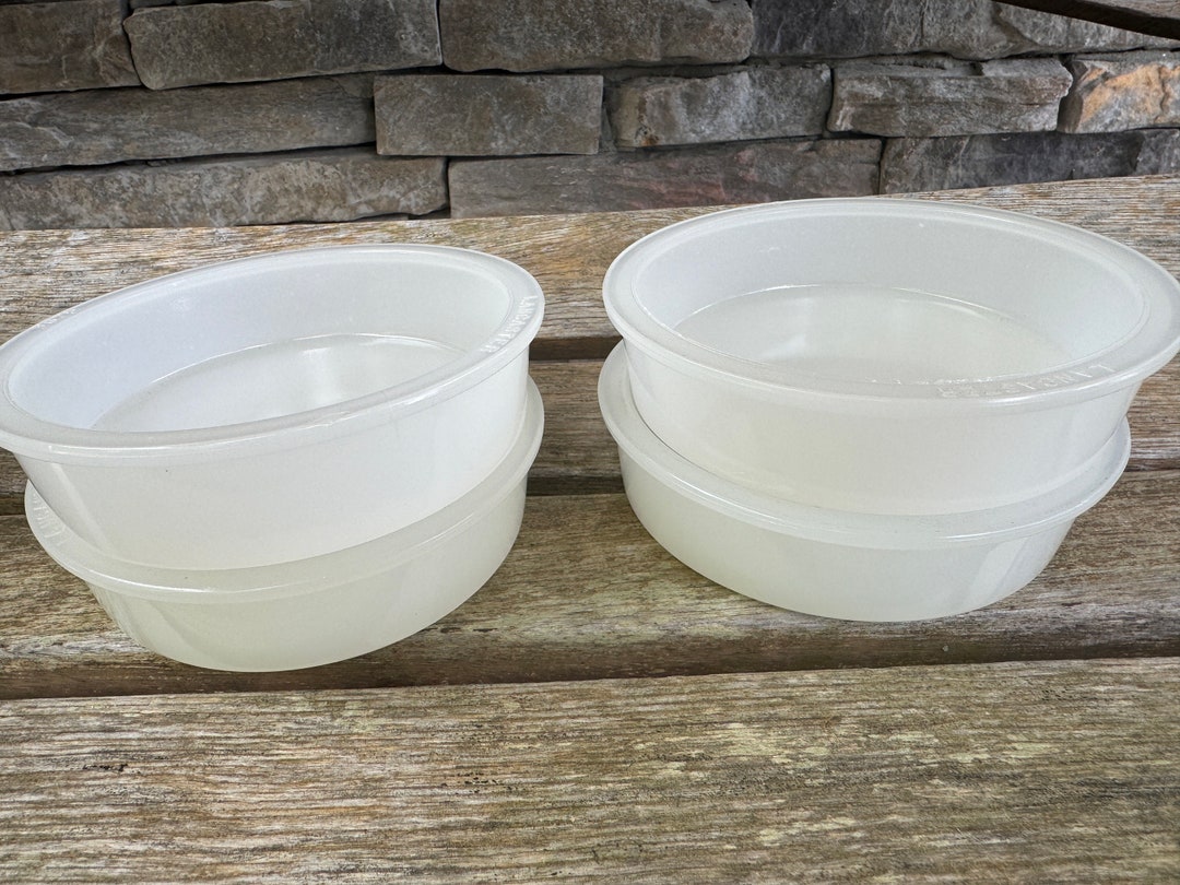 Vintage White Glass Round Soufflé Dishes Ramekins Lancaster Glass 3875 ...