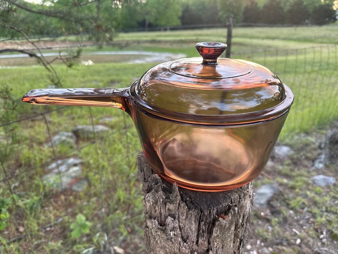 Visions USA Cookware Brown Glass 1.5 L Pot With Lid Vintage Corning ...