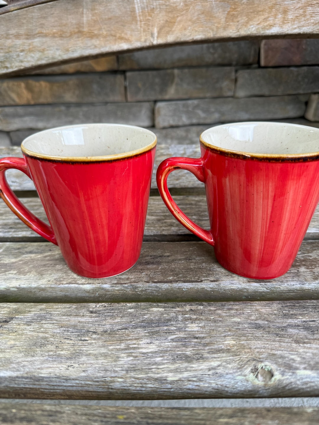 Thompson Pottery Coffee Cups Sedona Red Tan Speckled Ware Mugs Rustic ...