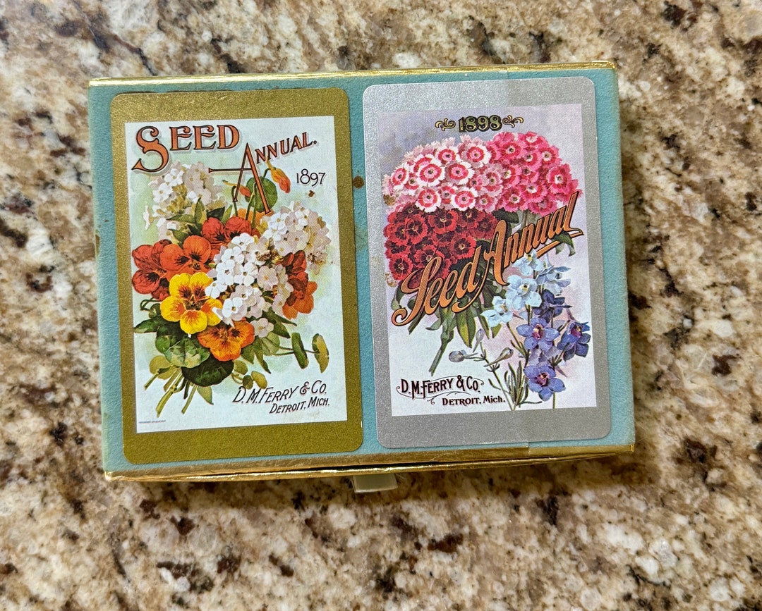 Vintage Playing Cards Seeds Floral Gardening Theme Congress Playing ...