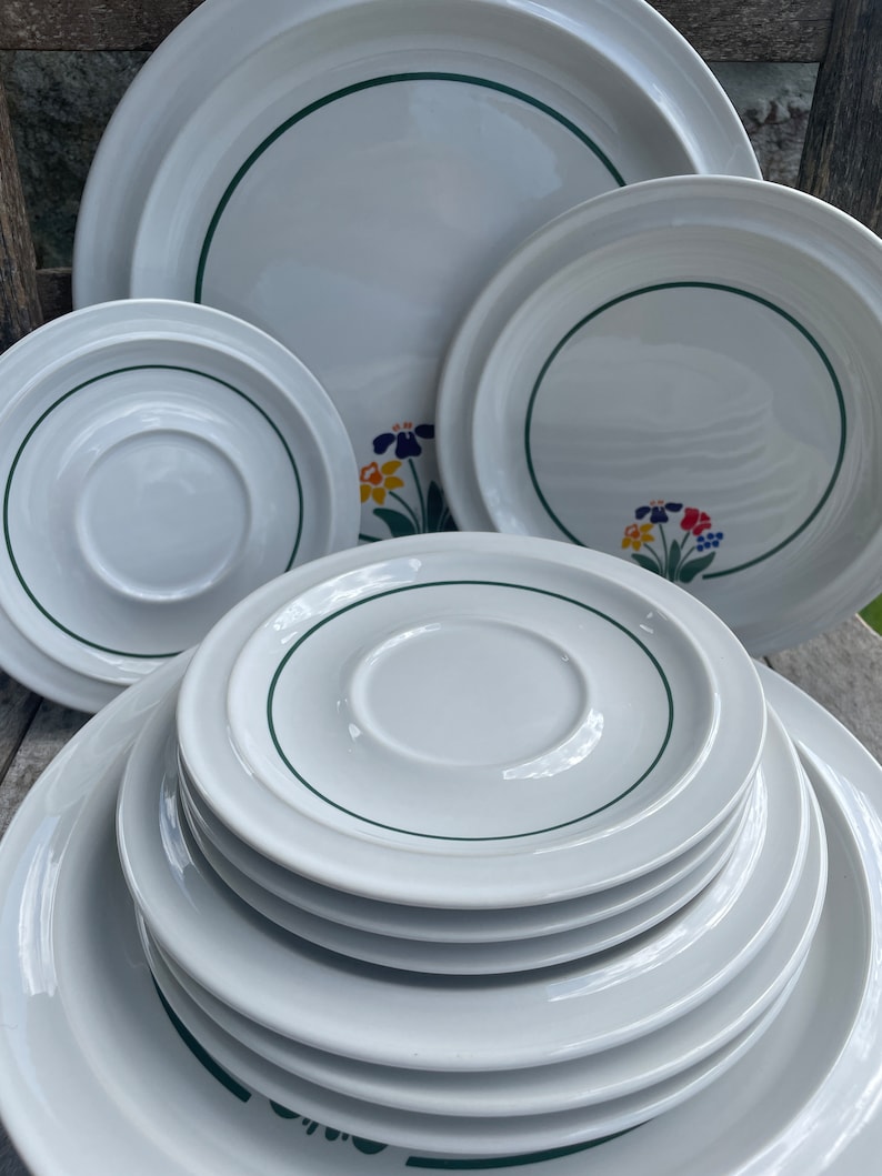 Vintage Anchor Hocking Greenhouse Dinnerware Set: Floral Farmhouse ...