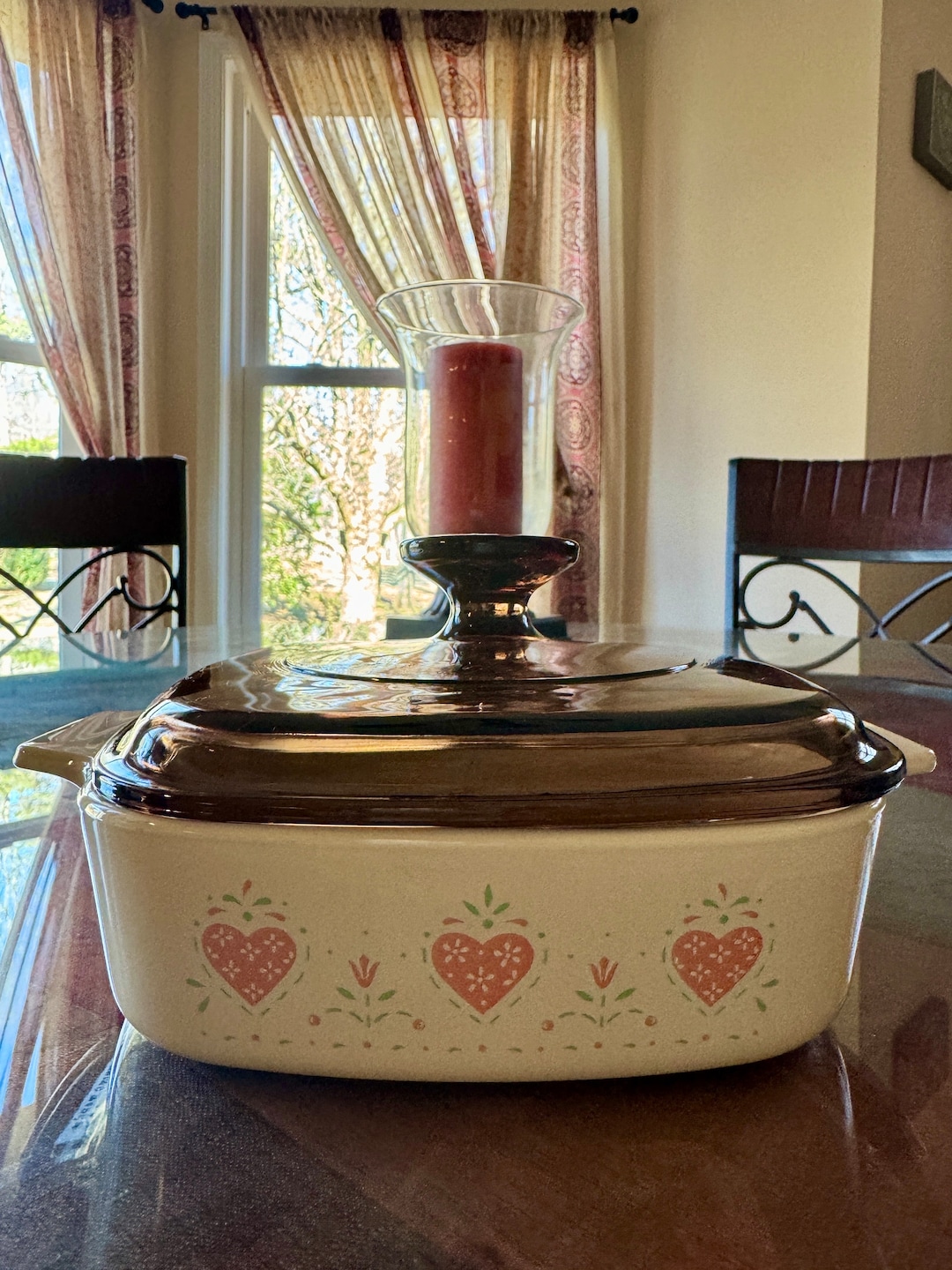 Corning Ware Casserole Corelle Forever Yours Bakeware Peach Hearts Pink ...