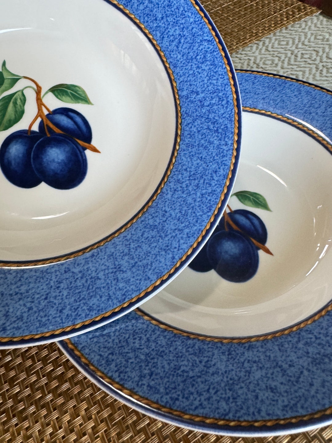 Vintage Victoria Beale Blue Harvest Cereal Bowls Plum Design Set of 2 ...