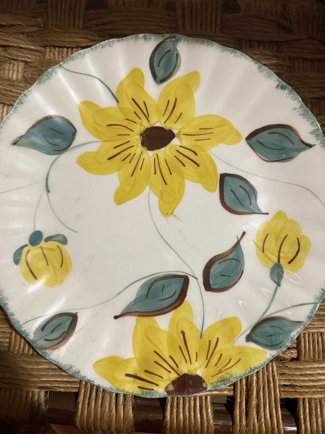 Blue Ridge Southern Pottery Underglaze Hand Painted Plate Sunfire Pink ...