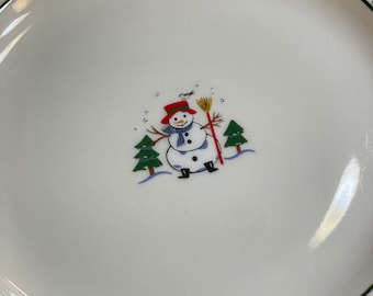 Pfaltzgraff Snow Village Christmas Luncheon Plates Snowman Santa’s ...