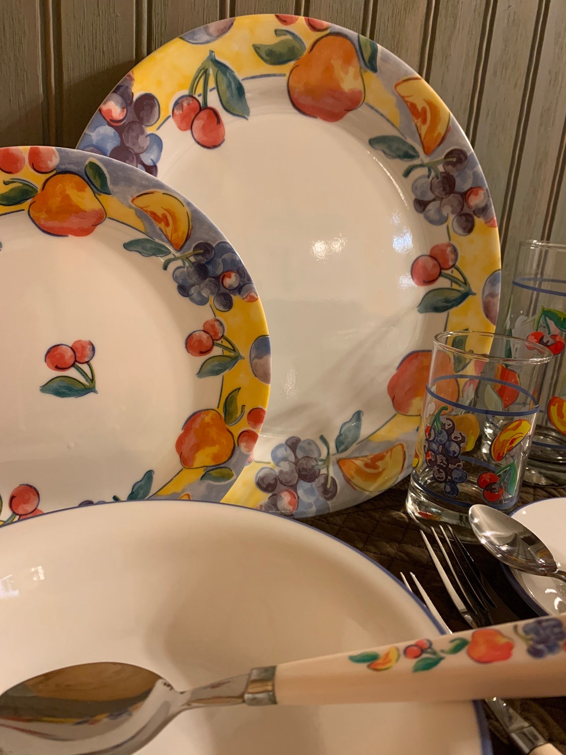 Corelle Dinnerware Fruit Basket Pattern Corelle Utensils | Etsy