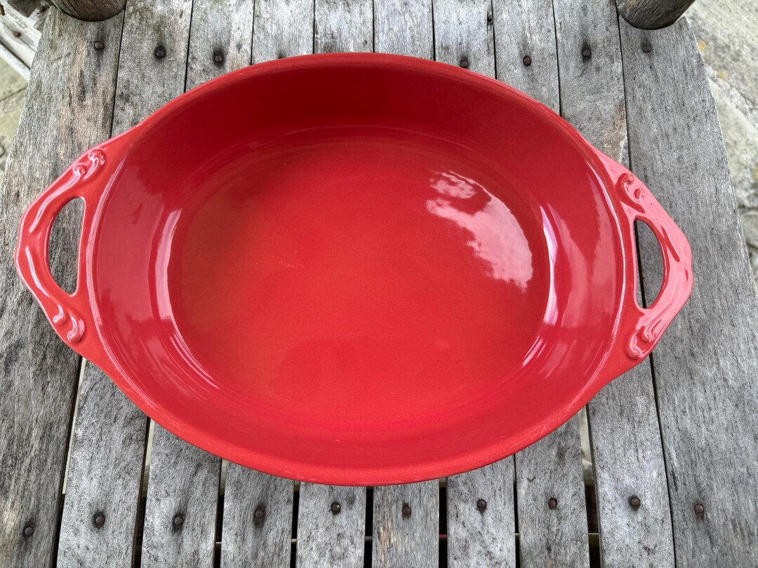 Cerutil Stineware Pottery Baking Dish Made in Portugal Salmon Red ...