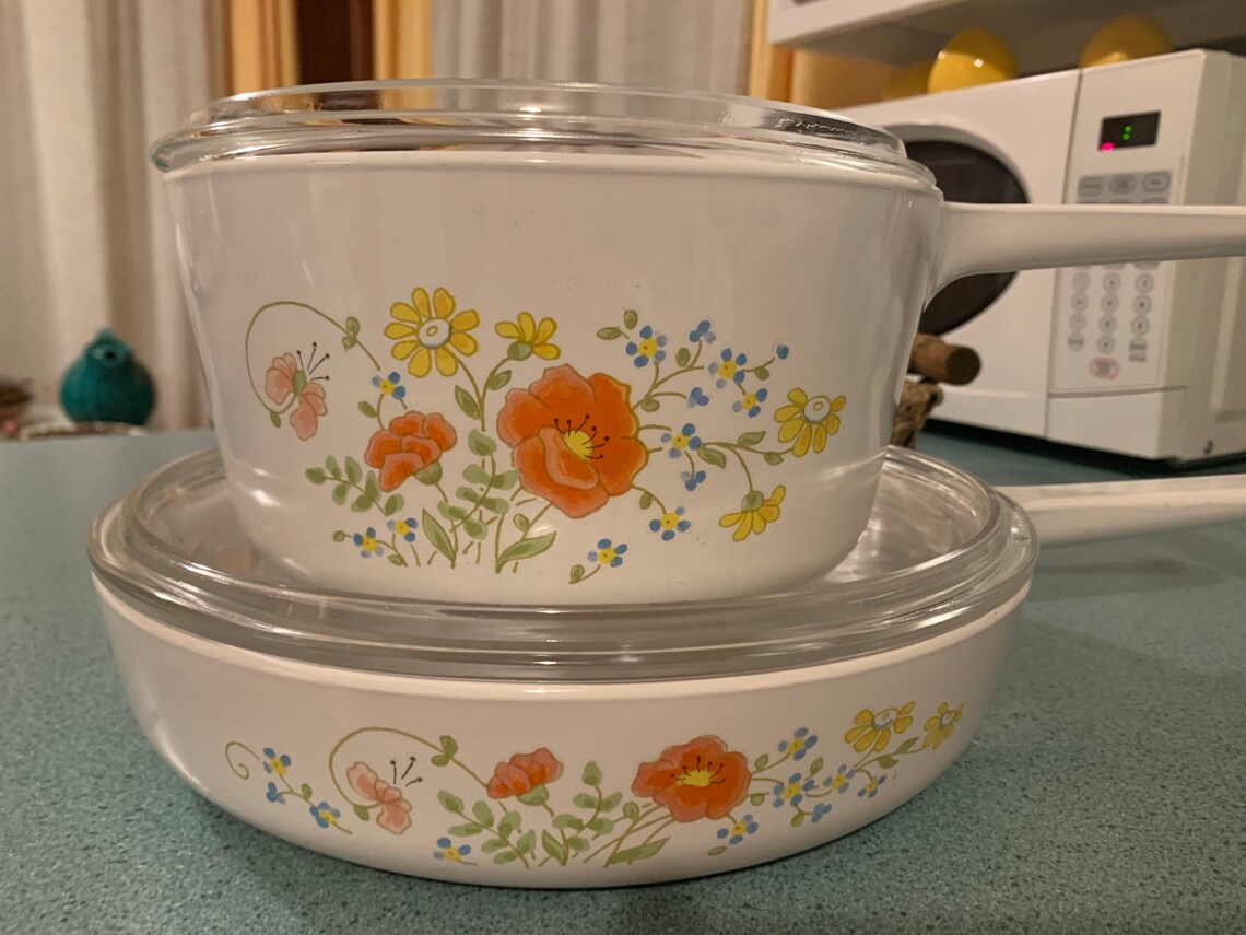 Corning Ware Range Toppers Wild Flowers Pattern With Lids 2.5 | Etsy