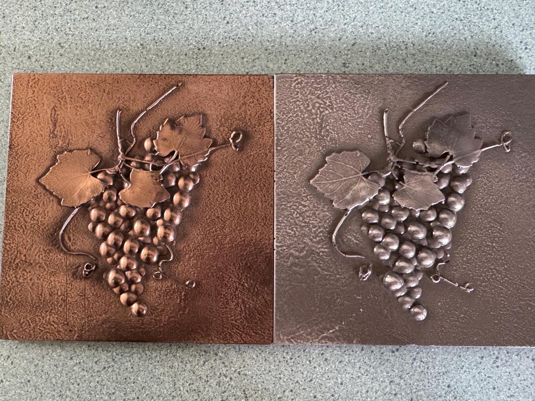 Handmade Metallic Grape Vine Tiles Tuscan Vineyard Bronze & Nickel ...