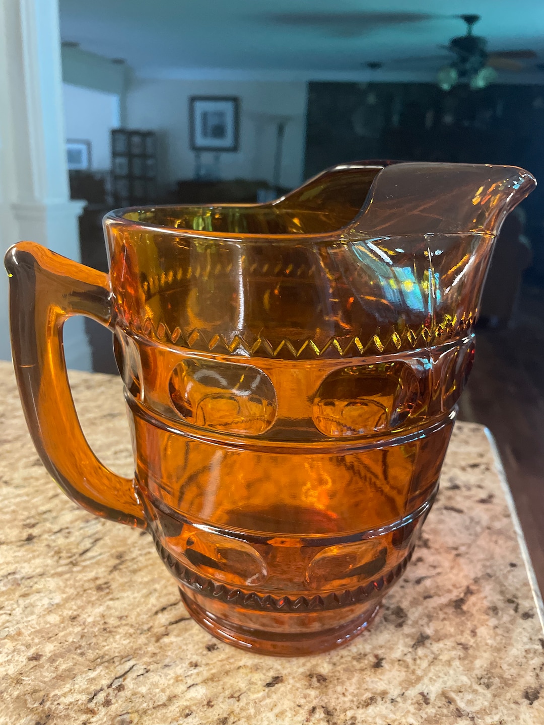 Vintage King’s Crown Amber Colored Glass Pitcher Warm Honey Crown Ewer ...