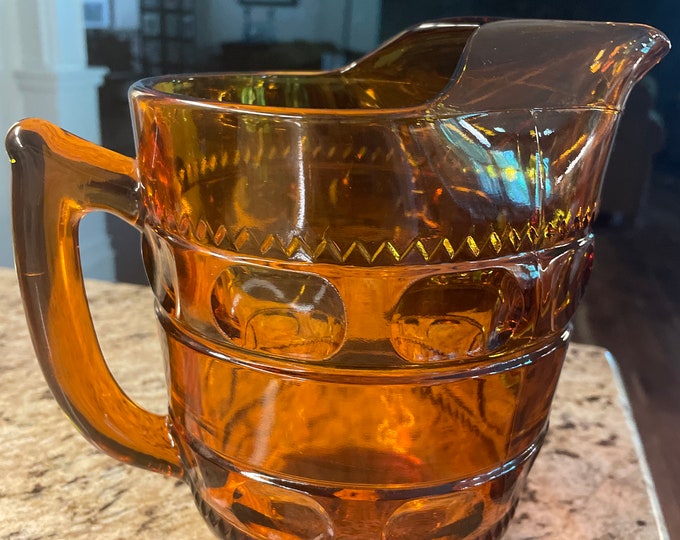 Vintage King’s Crown Amber Colored Glass Pitcher Warm Honey Crown Ewer ...