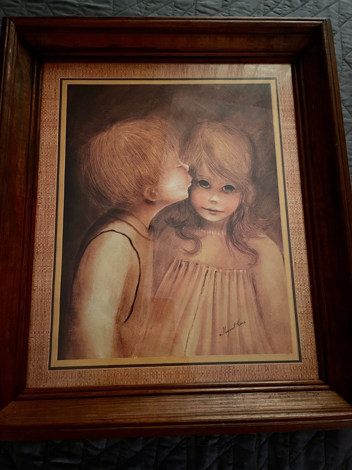 1970s Artwork Margaret Lane the Little Kiss Boy Kisses Girl - Etsy