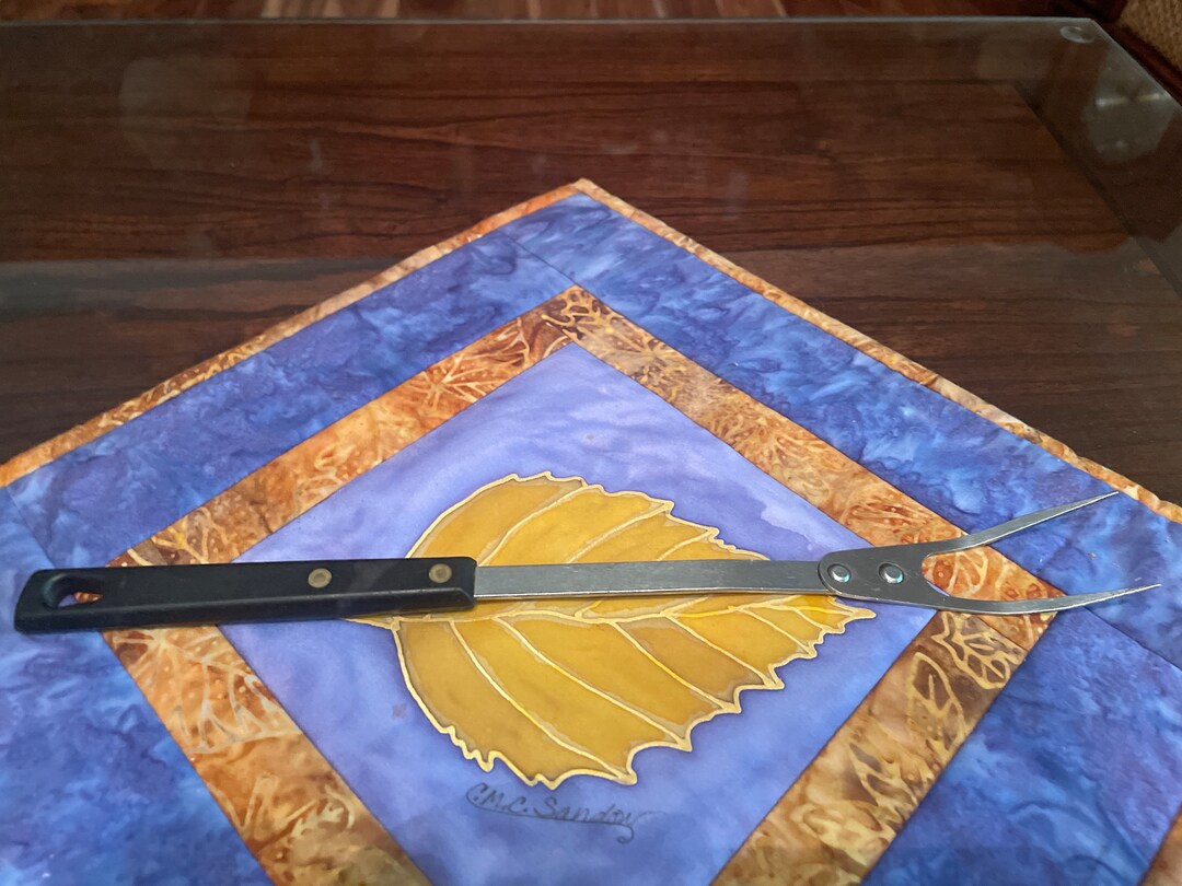 Vintage Stainless USA Meat Fork Black Wood Stainless Steel Curved Tine ...