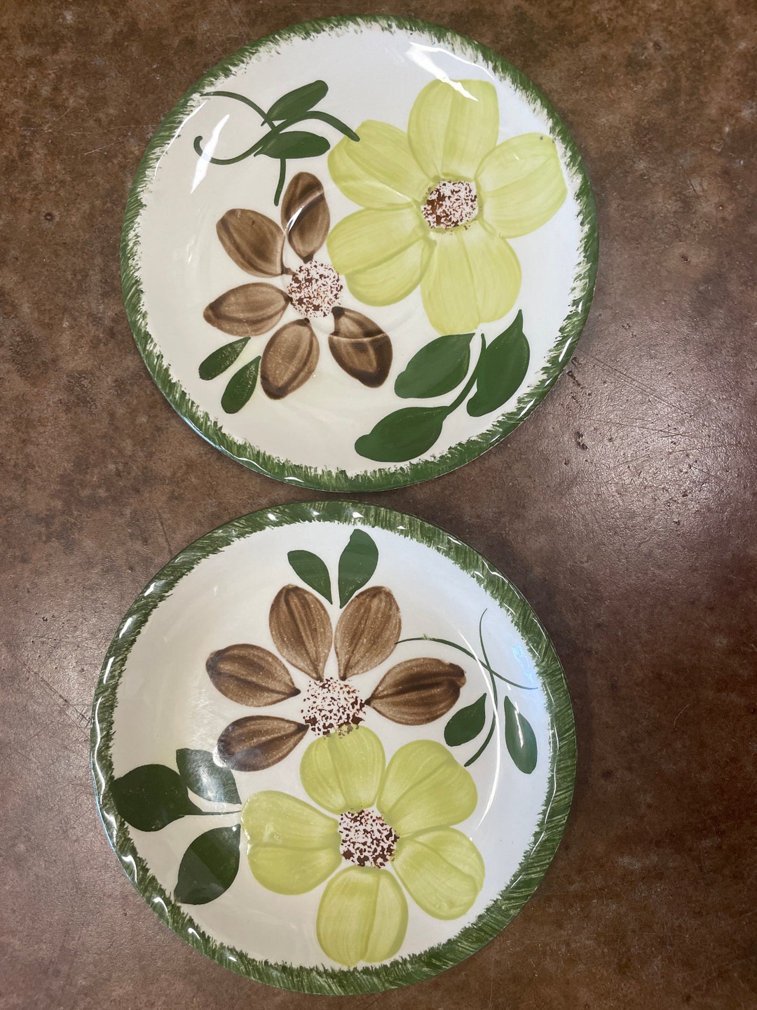 Blue Ridge Southern Pottery: Green Briar Hand-painted Dinnerware Set - Etsy