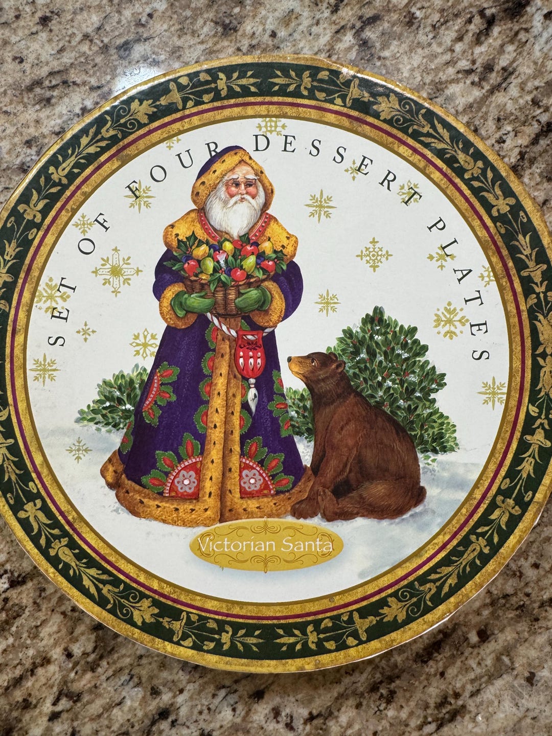 Victorian Santa Dessert Plates: Certified International Christmas ...